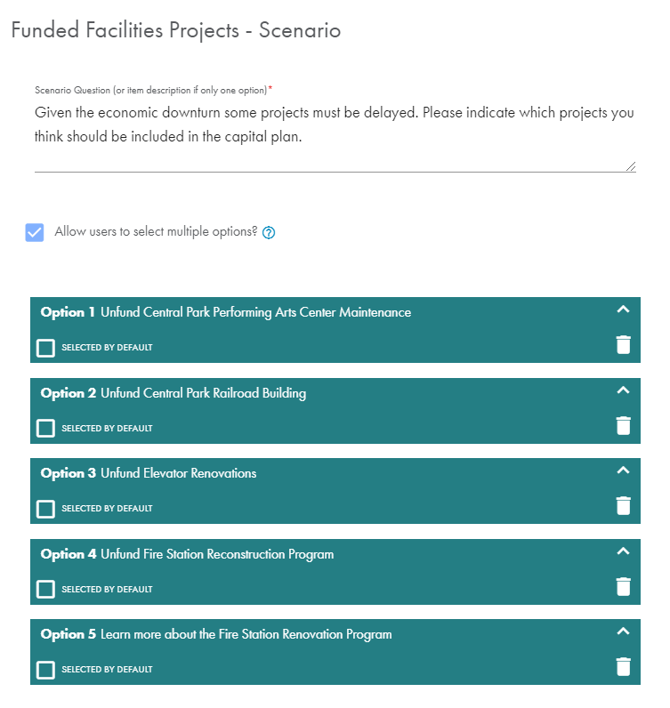 Select Multiple Options in Scenario Questions
